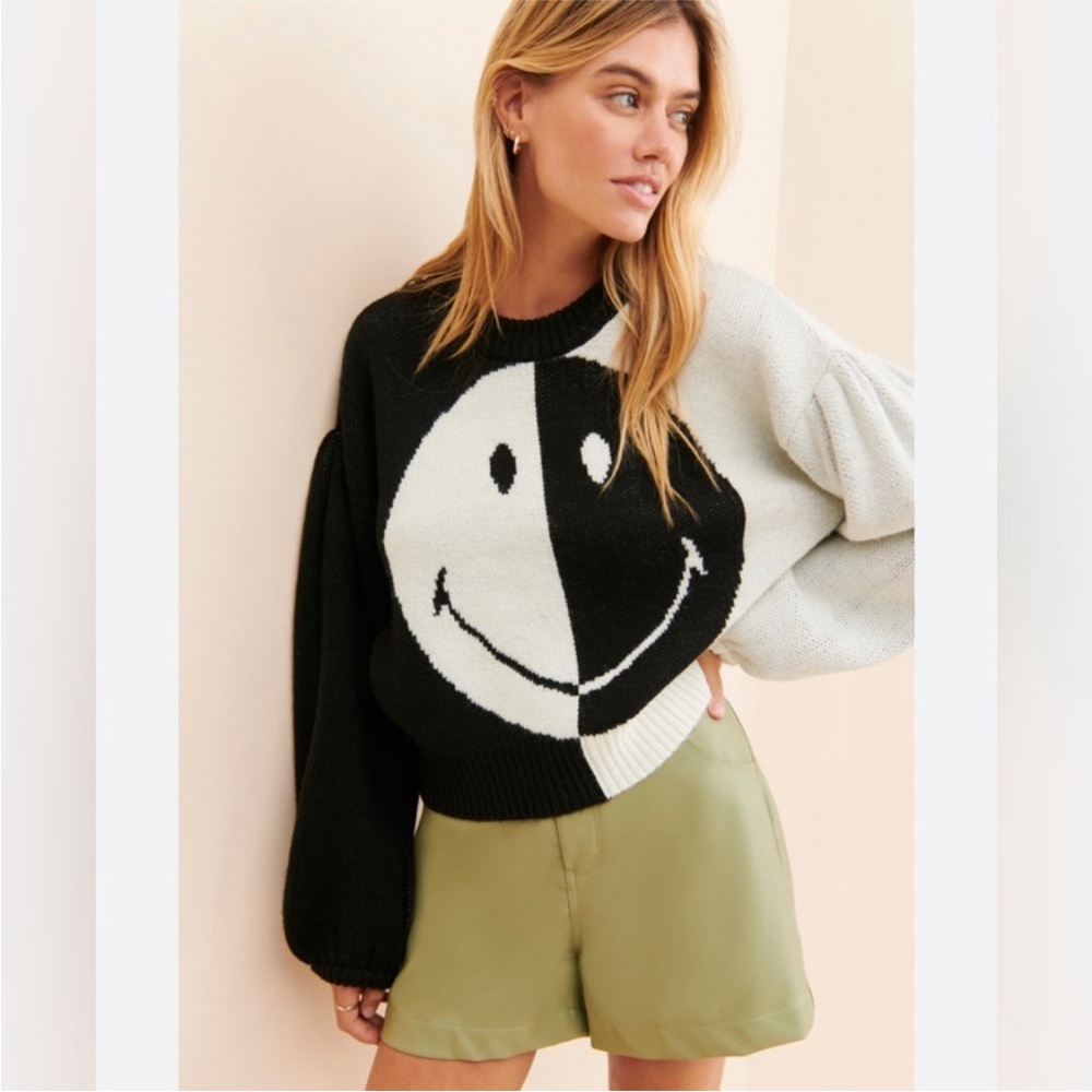 Farm Rio X Smiley Icon Pullover Sweater - Gem